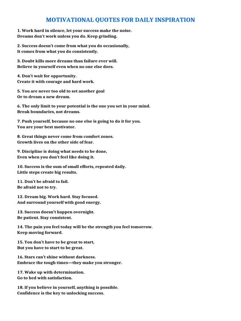 Motivational Quotes A4 | PDF