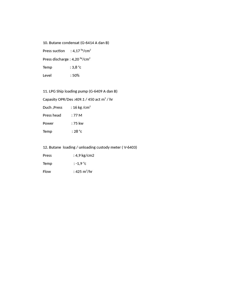 Butane Unloading Specifications | PDF