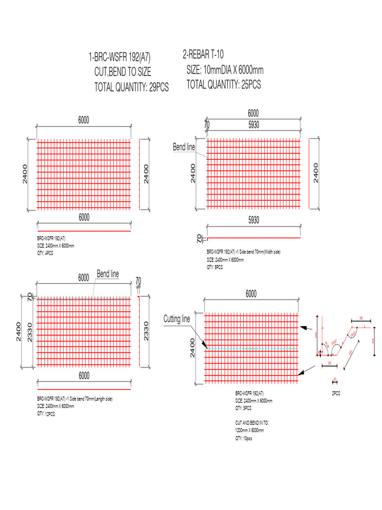 BRC-WSFR 192(A7) Cut and Bend Details | PDF