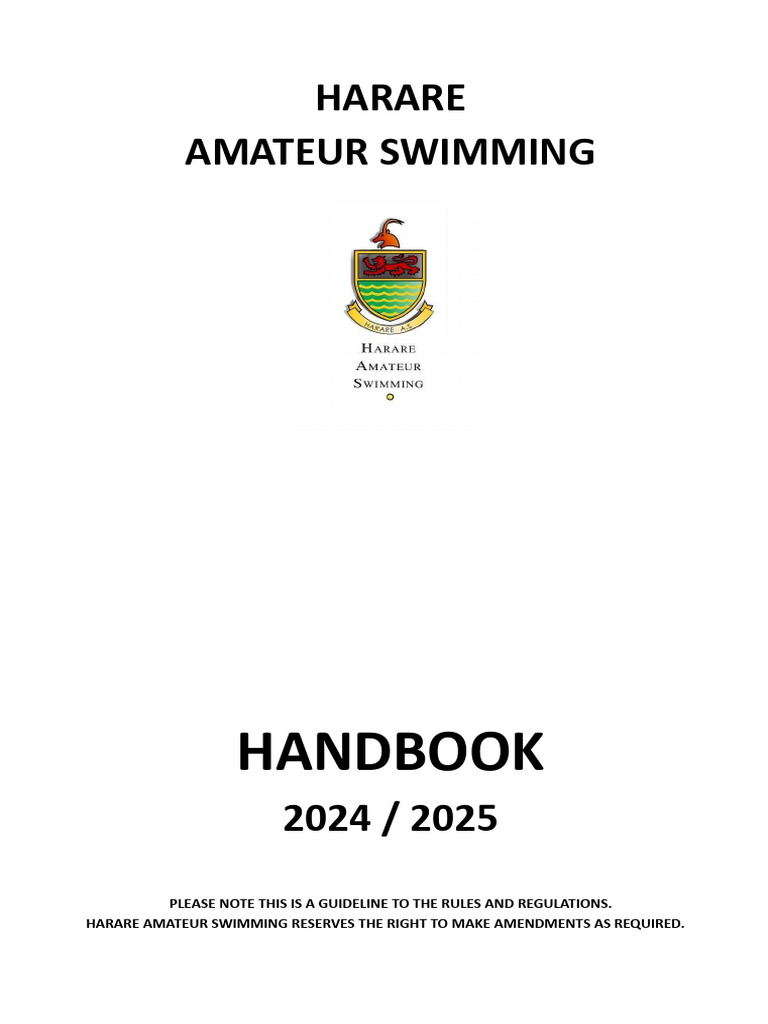 Harare Amateur Swimming Handbook 2024-2025 | PDF | Swimming (Sport ...
