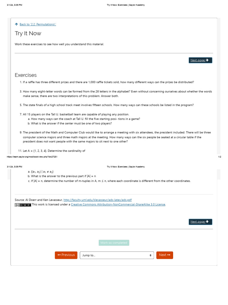 Try It Now - Exercises - Saylor Academy 04A | PDF | Mathematics | Chess ...