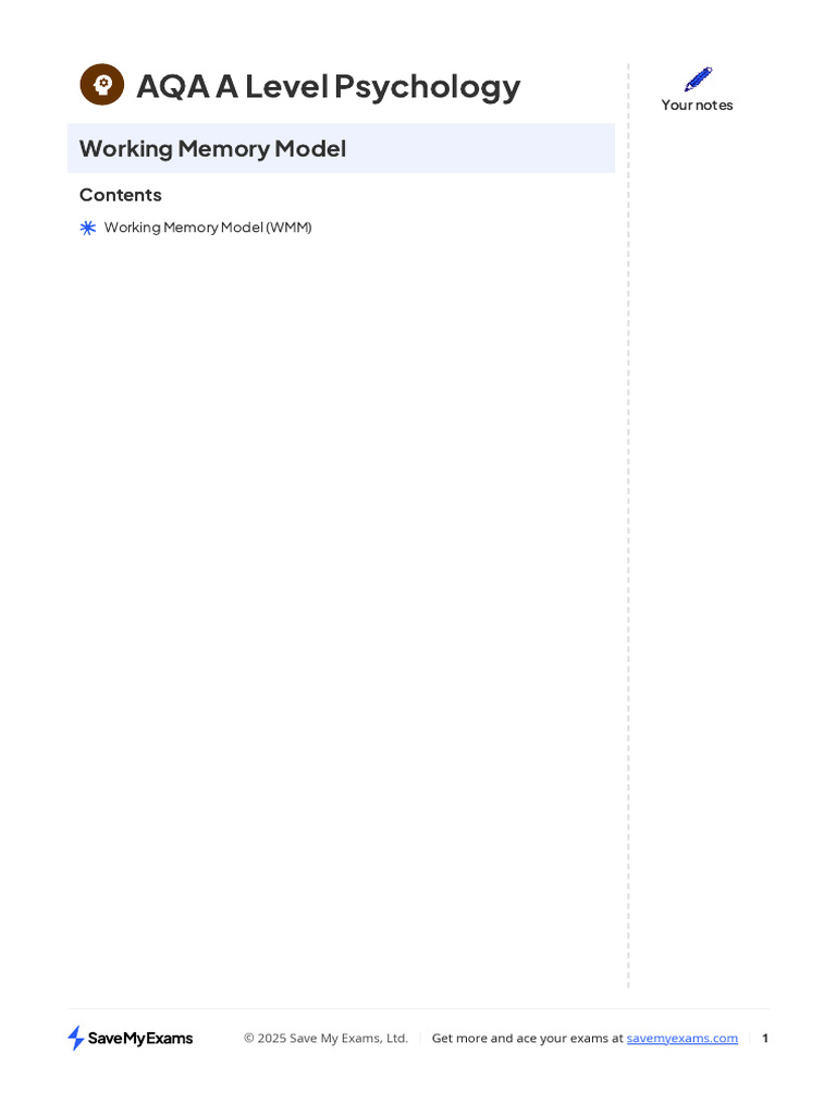 Working Memory Model Overview | PDF | Cognition | Brain