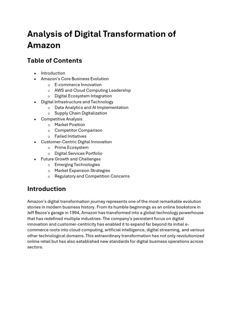 Analysis of Digital Transformation of Amazon-2 | PDF | Artificial Intelligence | Intelligence ...