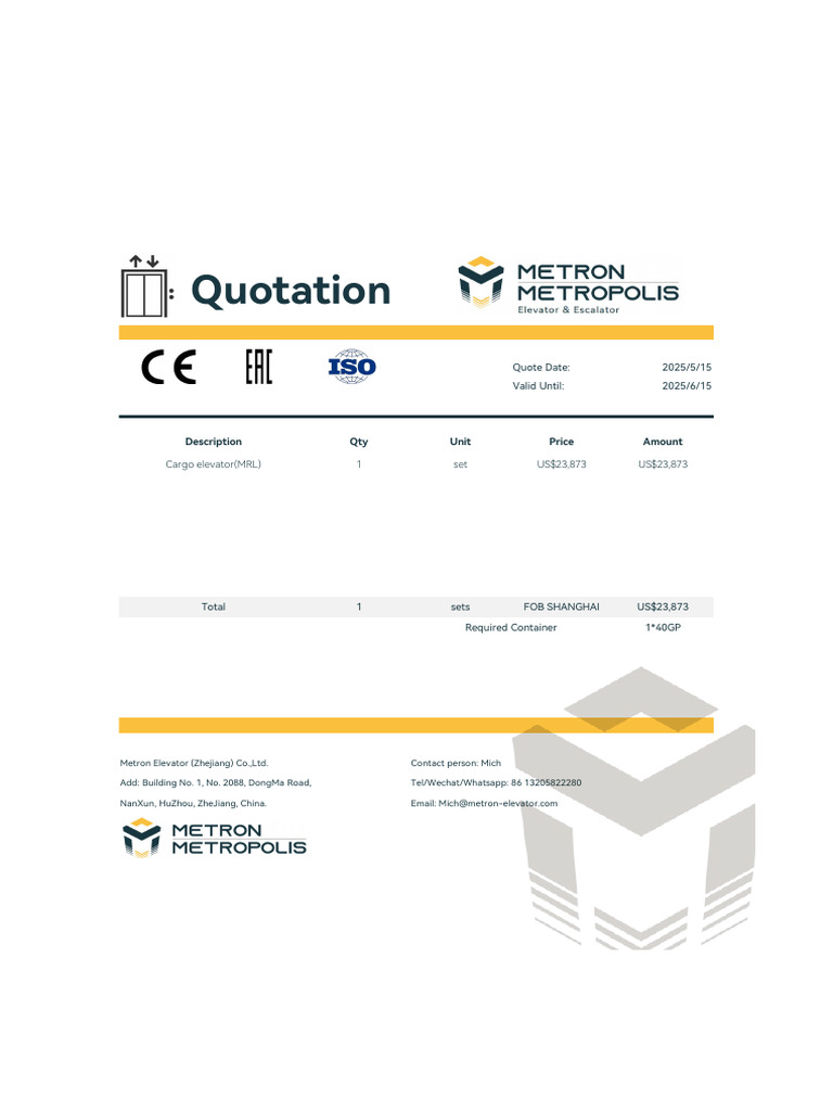 Quotation For Builing G5-20250515 | PDF | Elevator