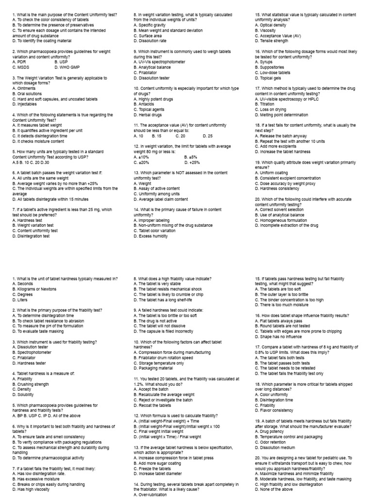 Content Uniformity and Tablet Testing Guide | PDF | Tablet (Pharmacy ...