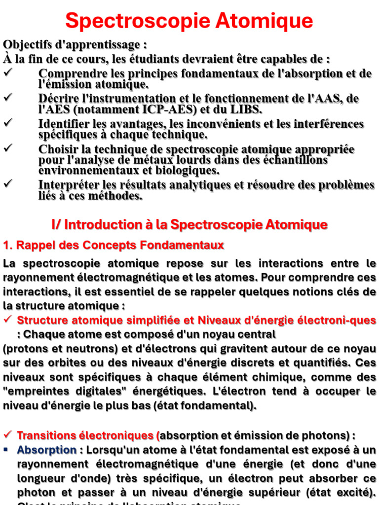 Introduction à la Spectroscopie Atomique | PDF | Atomes | Absorption ...