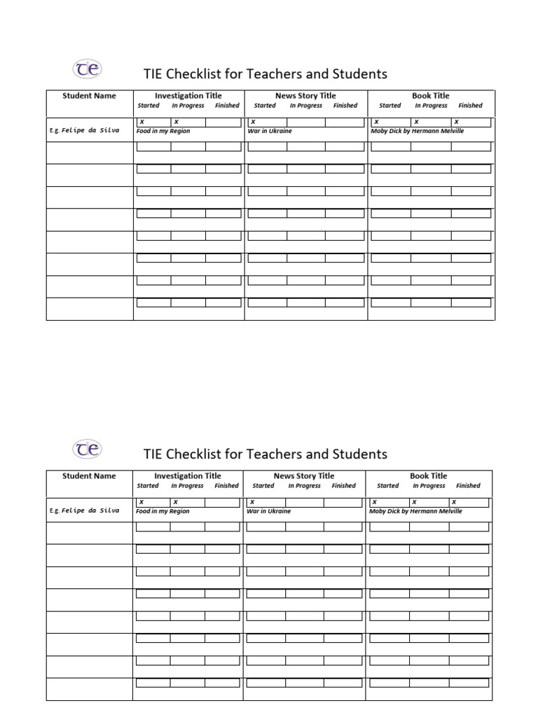 Teacher's Checklist | PDF