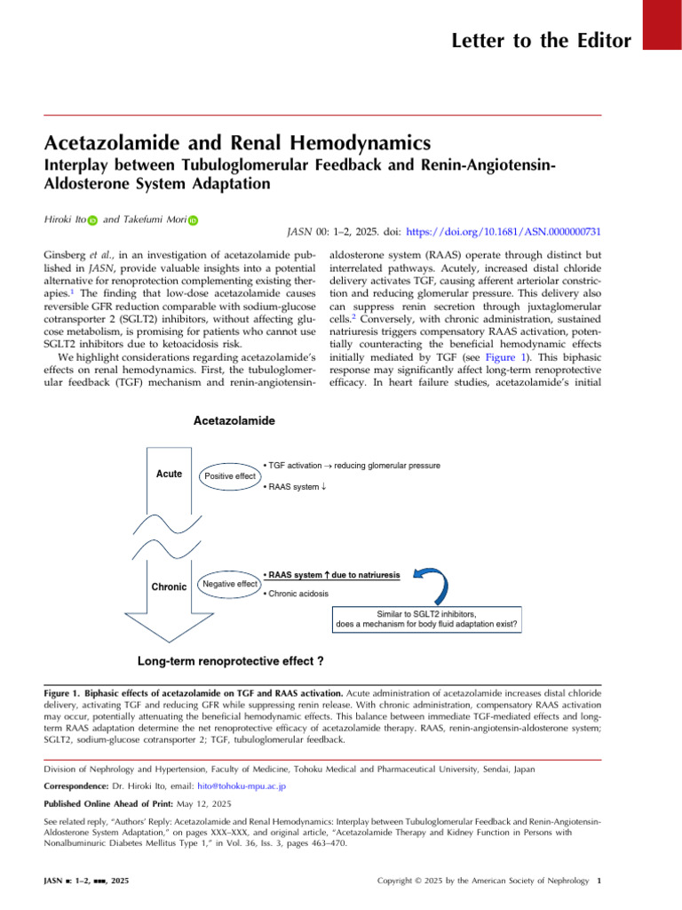 Acetazolamide and Renal Hemodynamics | PDF | Kidney | Endocrine System