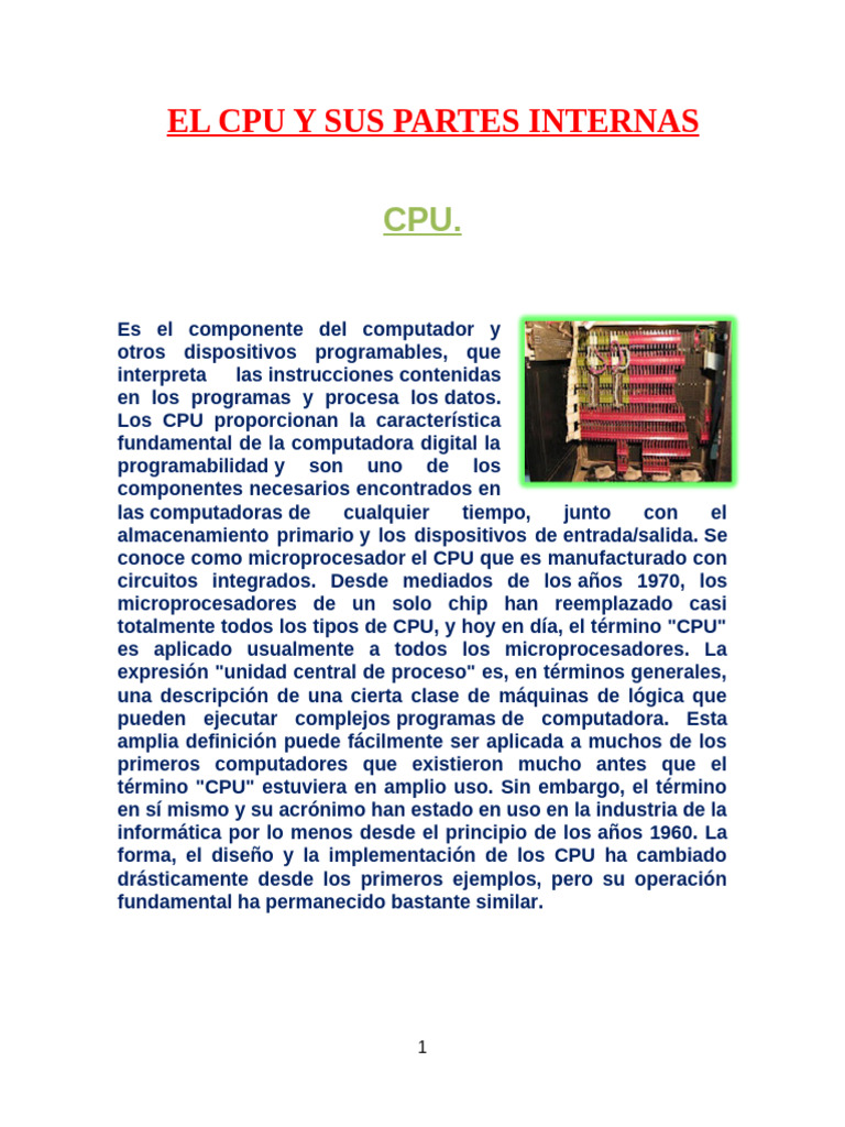 Partes Internas de un CPU y Almacenamiento | PDF | Disco duro ...