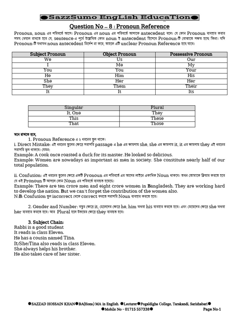Pronoun Reference | PDF | Pronoun | Autism