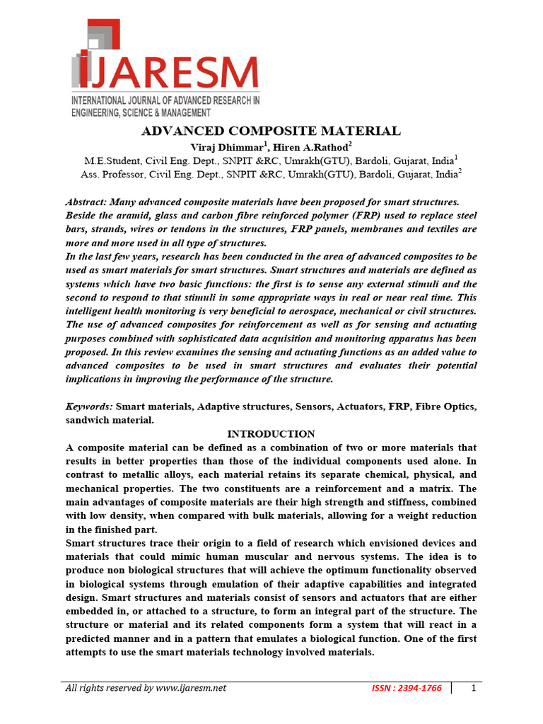 Advanced Composites for Smart Structures | PDF | Fibre Reinforced ...