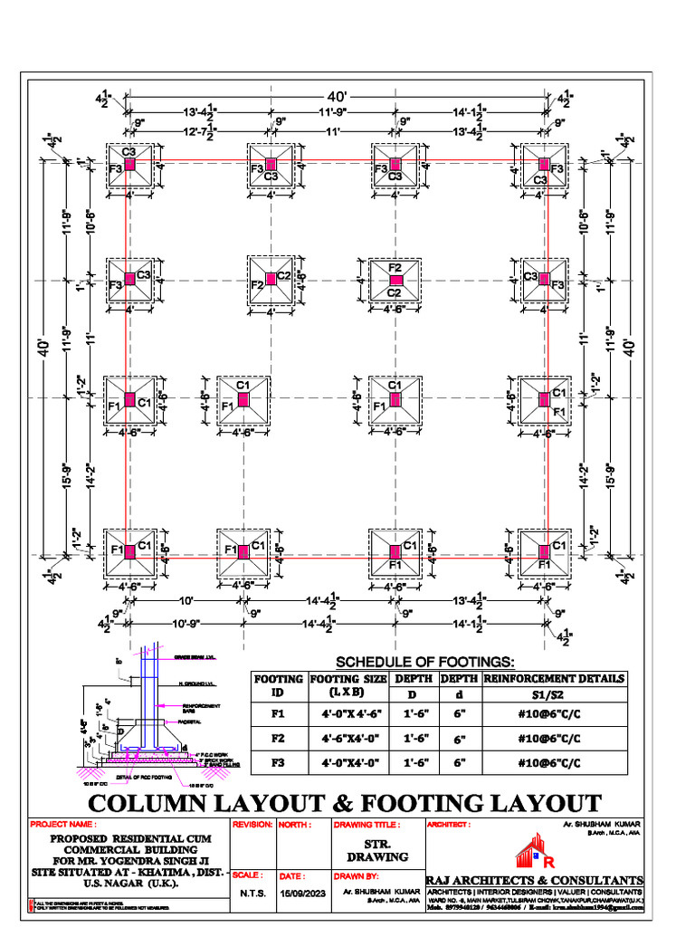 Column & Footing Layout & Details | PDF