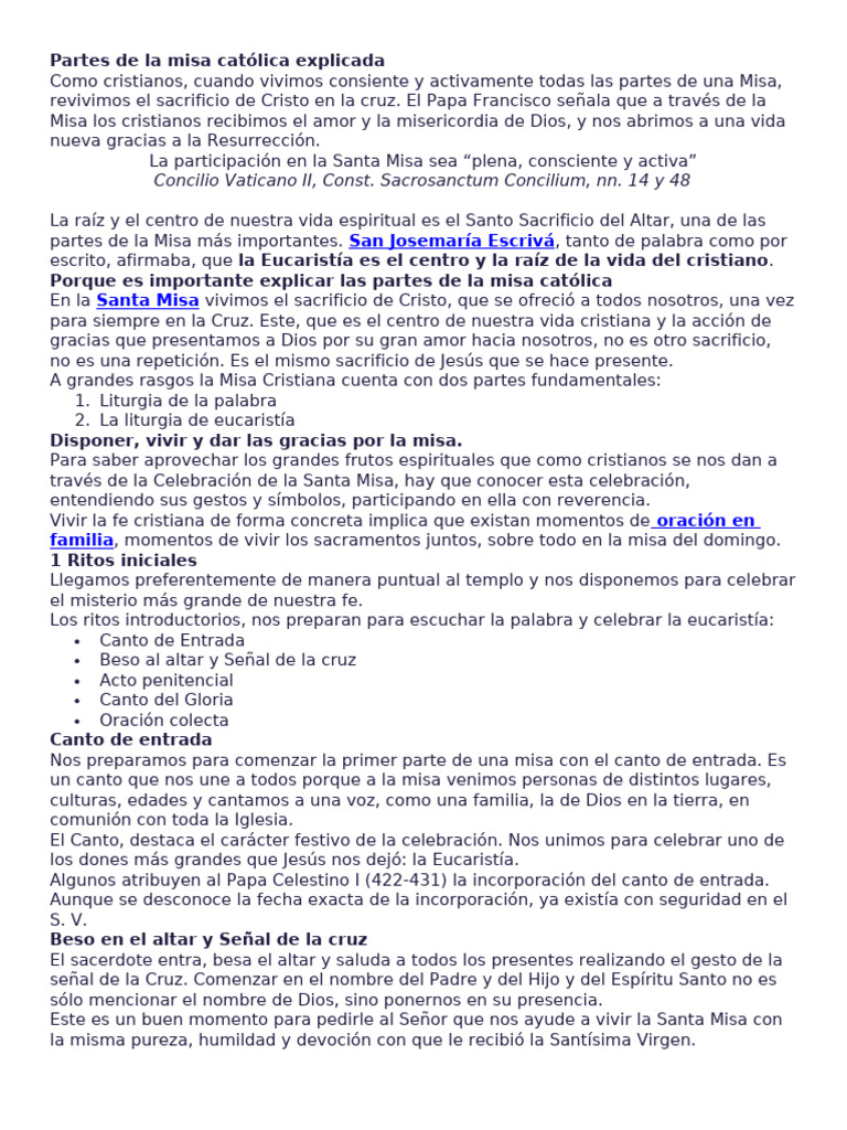 Partes de la Misa Católica Explicadas | PDF | eucaristía | Cristo (título)