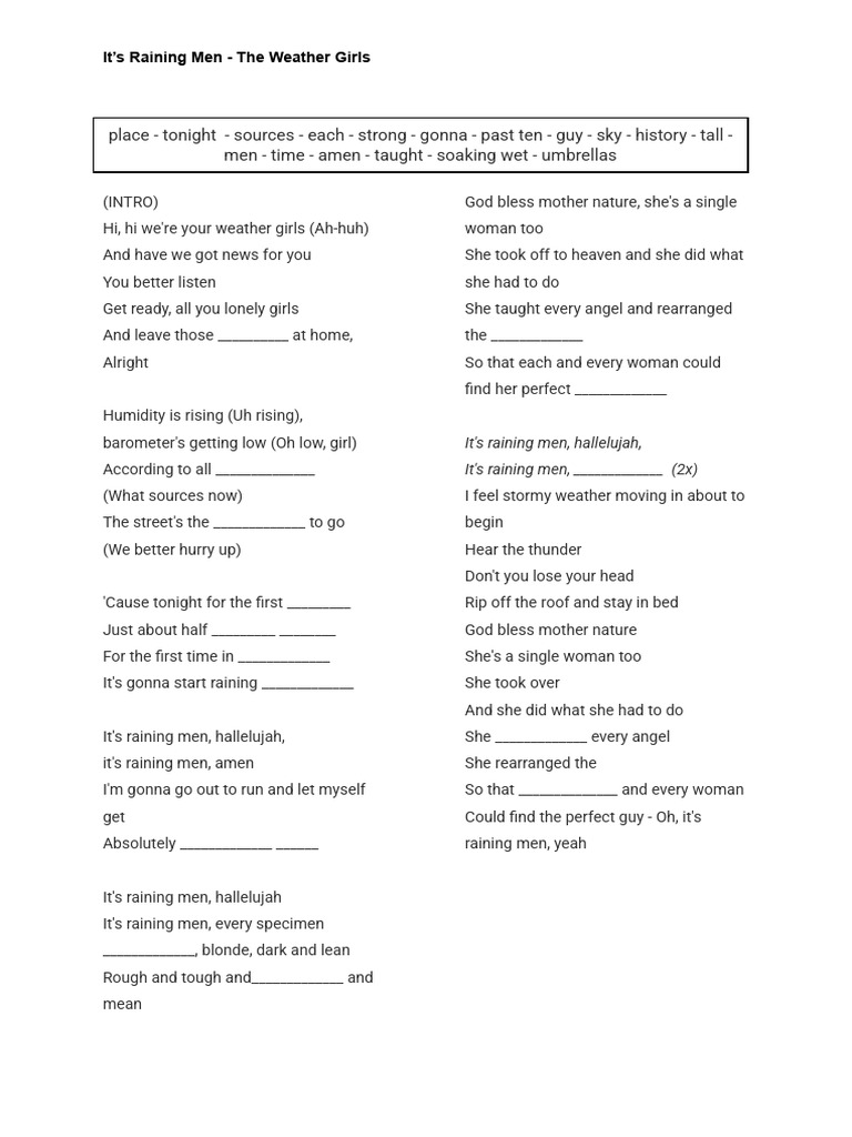 It - S Raining Men | PDF