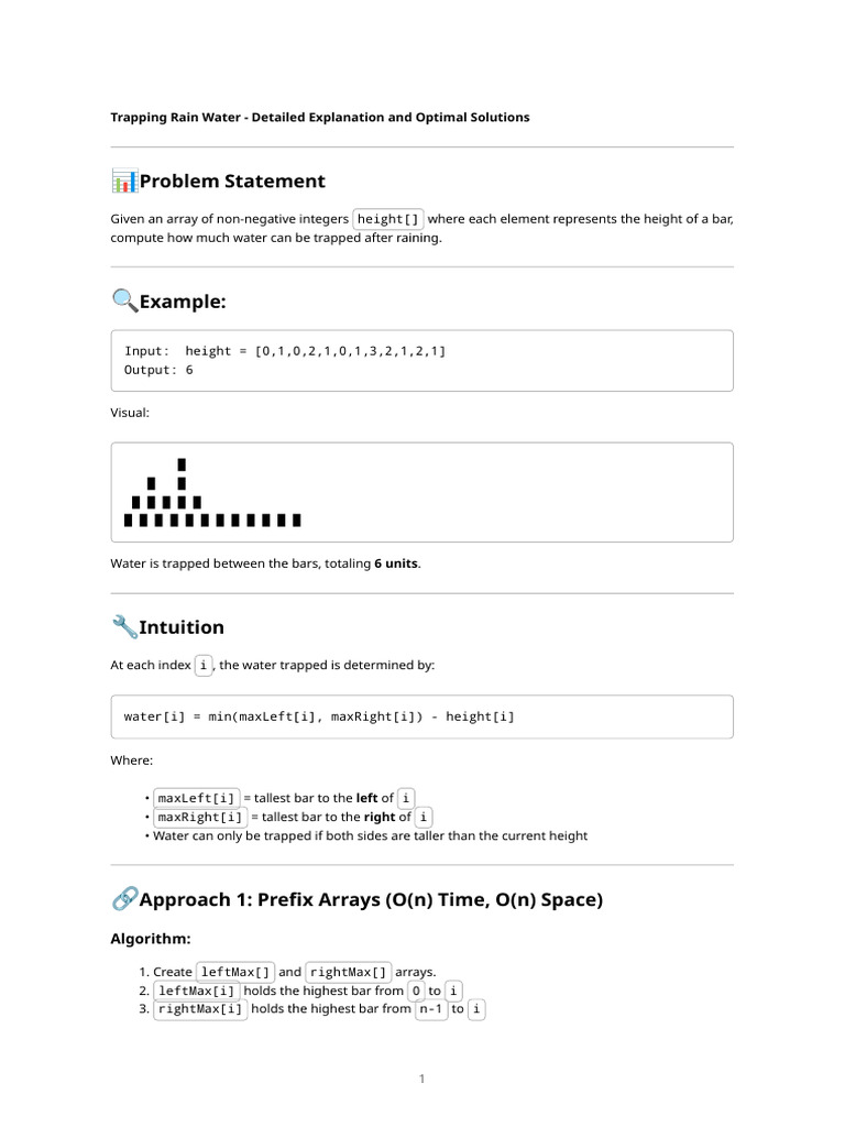 Trapping Rain Water | PDF | Integer (Computer Science) | Pointer (Computer Programming)