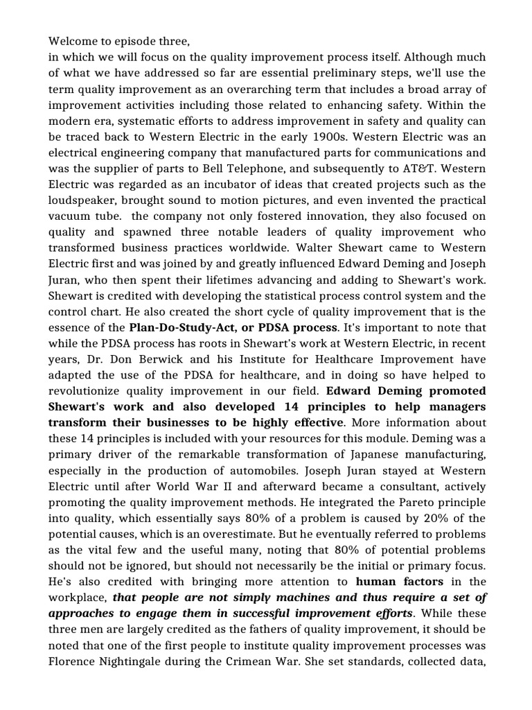 PDSA Cycle in Quality Improvement | PDF | Lean Manufacturing | Six Sigma