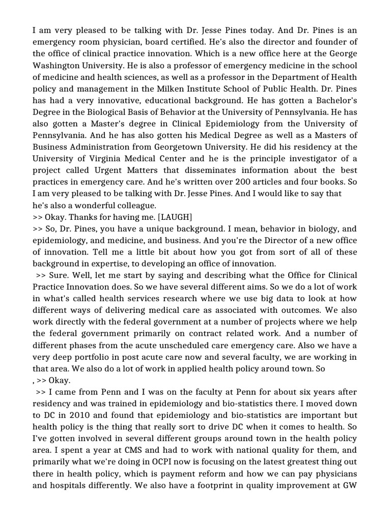 6 Quality Innovations An Interview With Jesse Hines | PDF | Emergency Department | Fee For Service