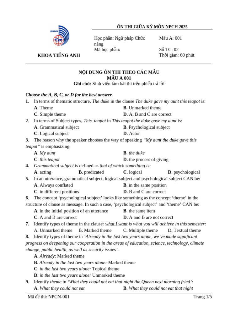 Marked vs Unmarked Themes in Grammar | PDF | Clause | Subject (Grammar)