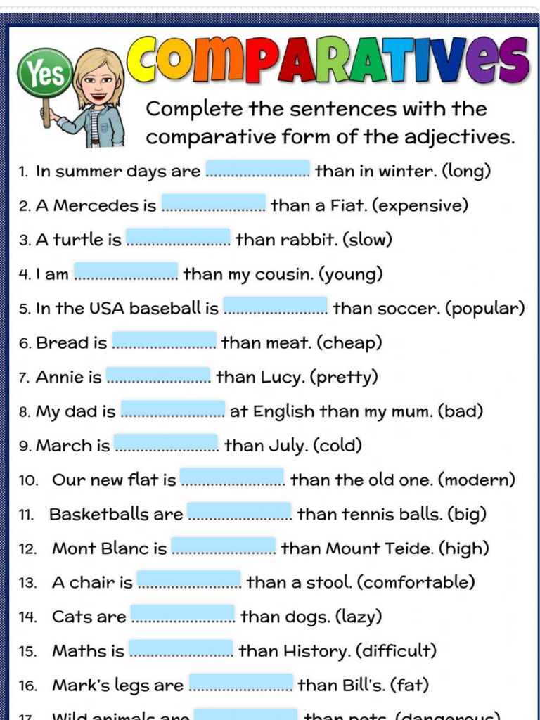 Comparatives and Superlatives Worksheet | PDF