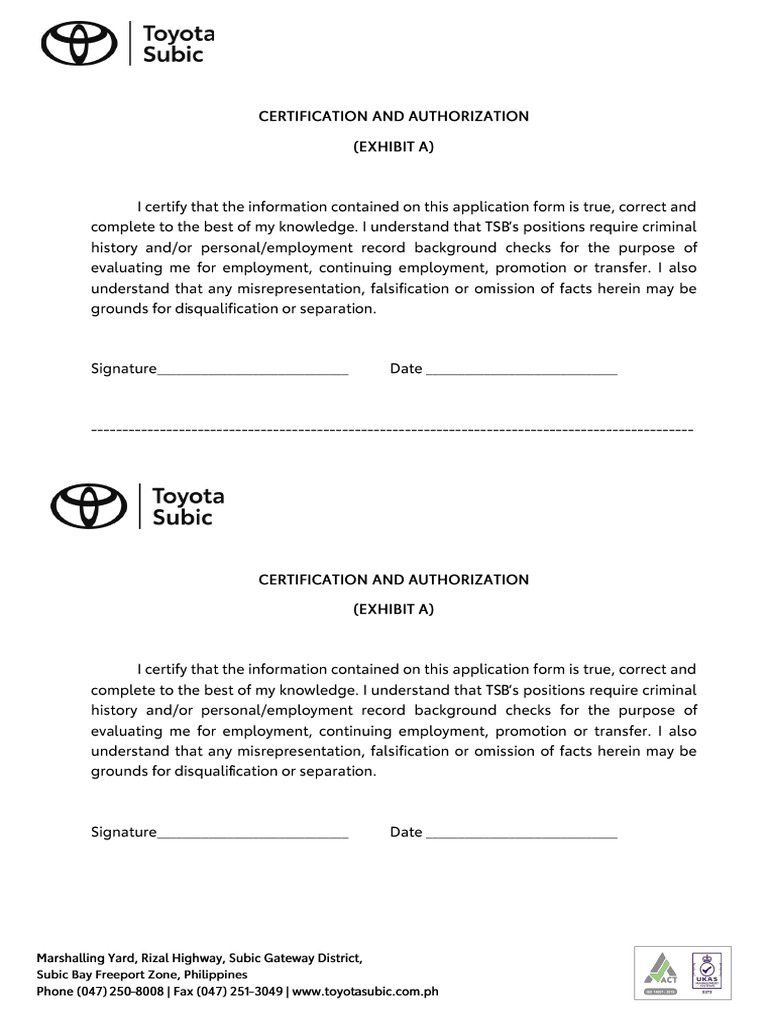 Certification and Authorization | PDF