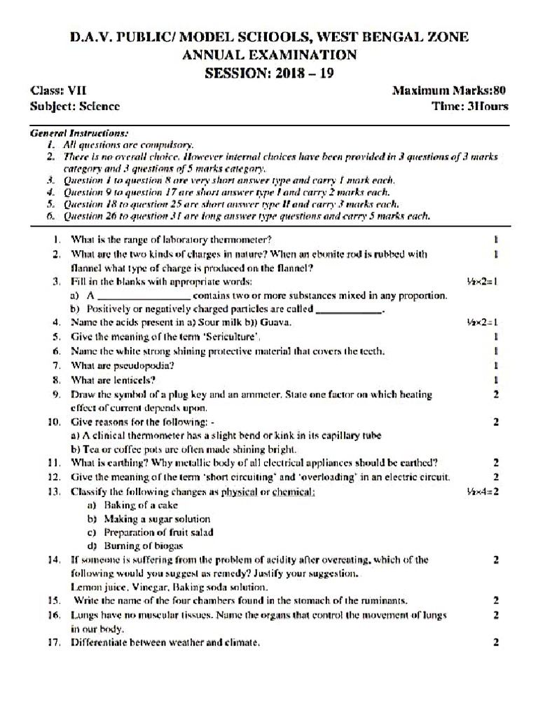Dav 7 Science 1 | PDF