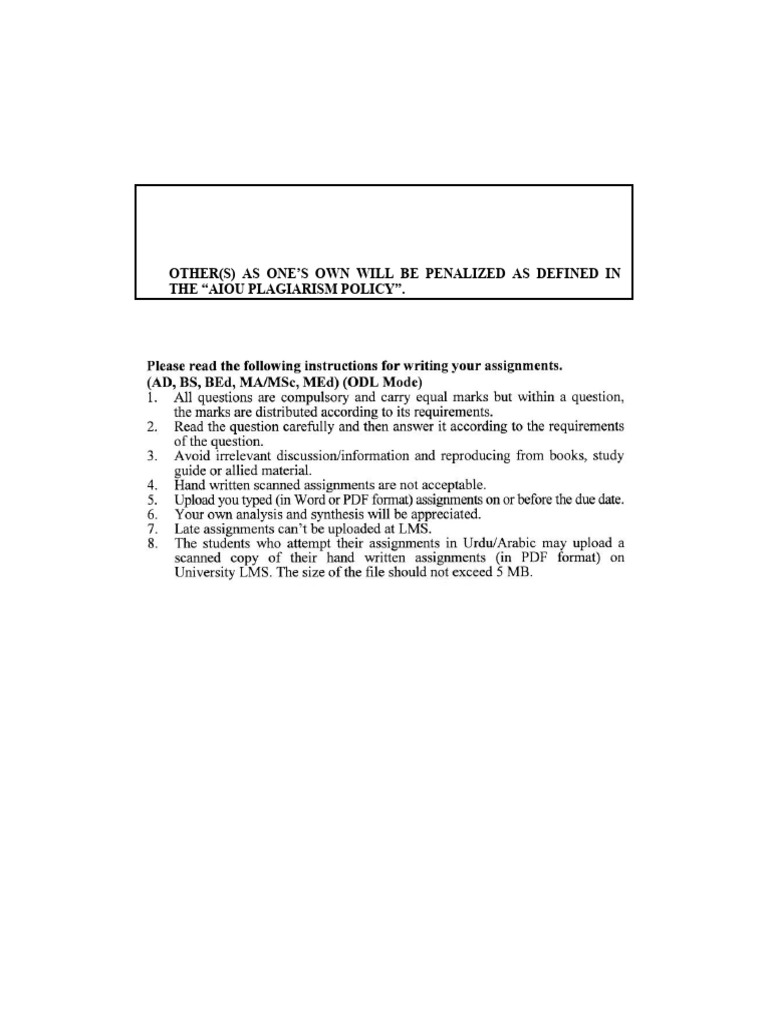 AIOU Assignment Guidelines and Warnings | PDF | Economics | Macroeconomics