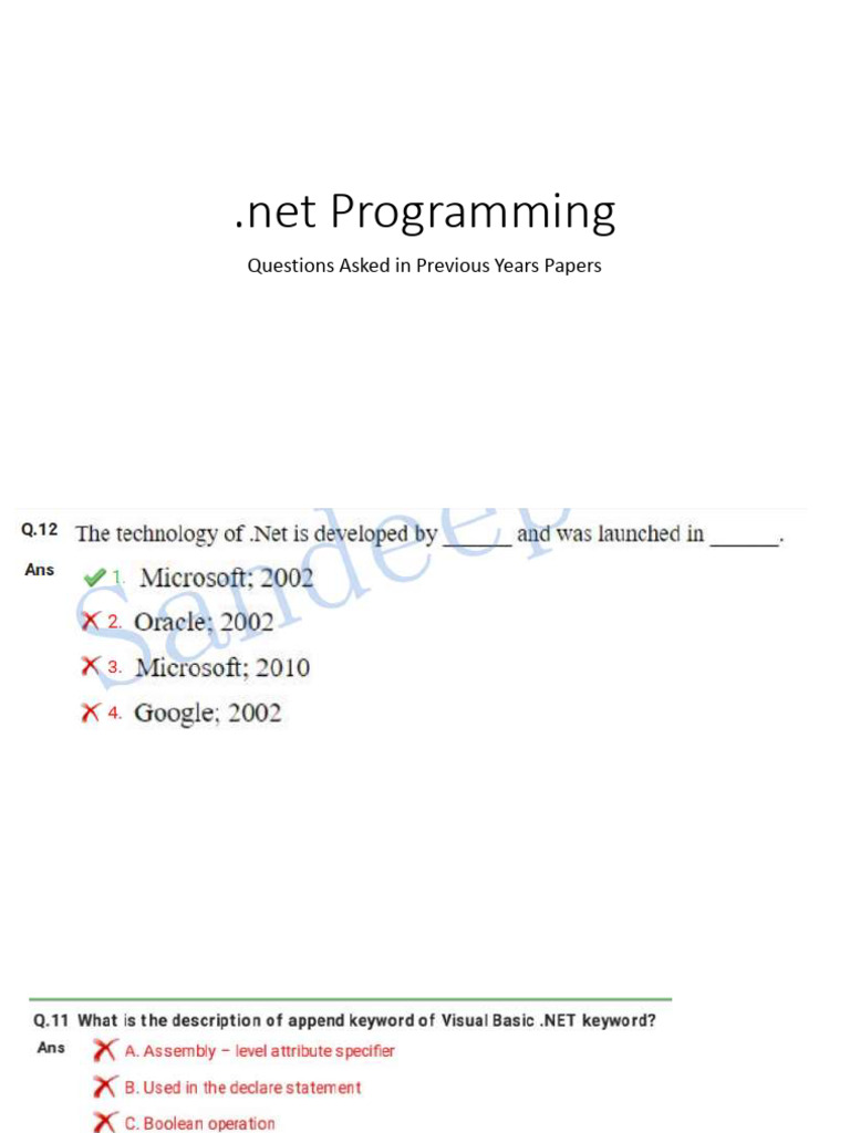 Net Programming Questions | PDF