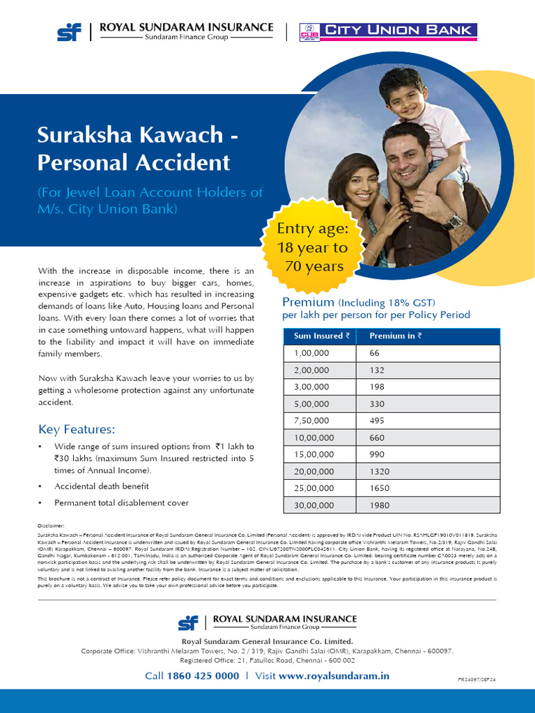 PR24097 Suraksha Kawach One Pager For CUB - New | PDF | Insurance ...