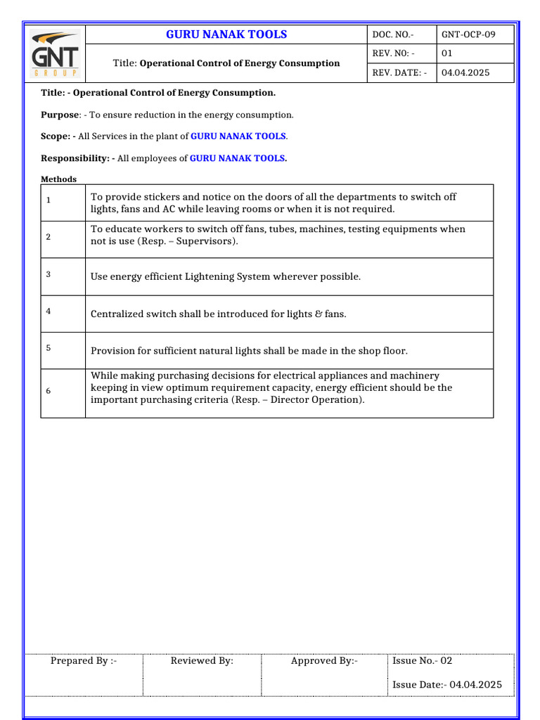 Energy Consumption Control Guidelines | PDF