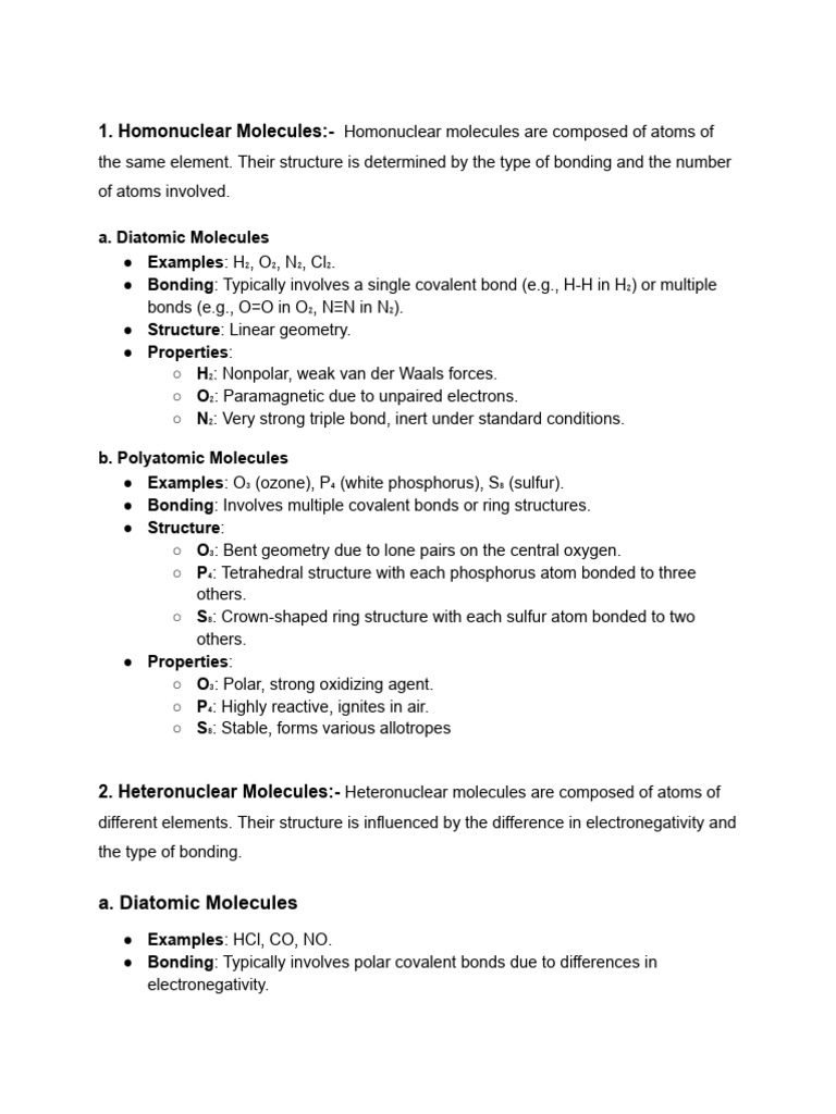 2.2) Structure and Bonding in Homonuclear and Hetero Nuclear Molecule ...