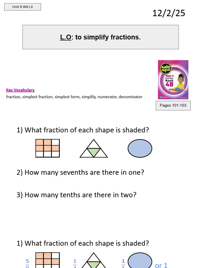 W6 L4 - Simplify Fractions | PDF