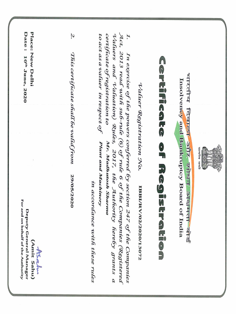IBBI Regitration Certificate Original | PDF