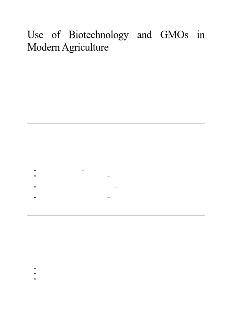 Biotechnology and GMOs in Agriculture | PDF | Genetically Modified ...