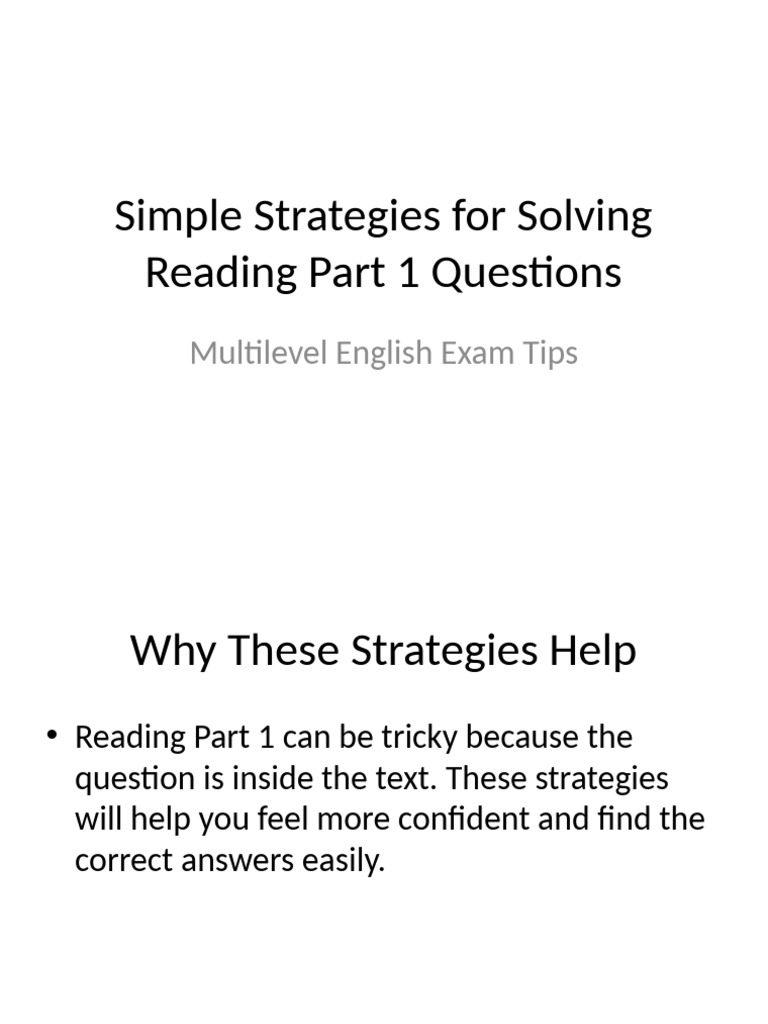 Reading Part 1 Strategies | PDF