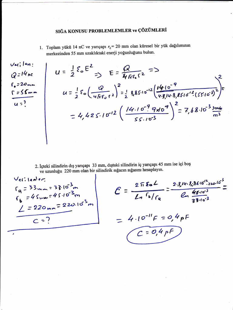 Sığa Konusu Problemleri | PDF