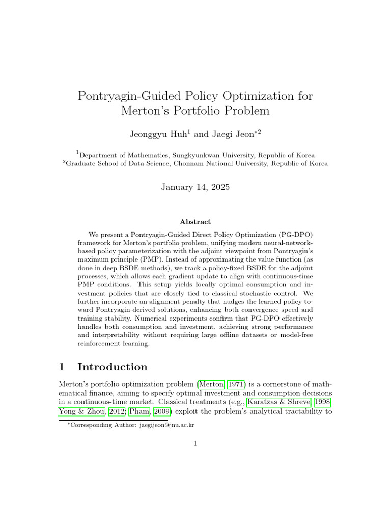 Pontryagin-Guided Policy Optimization For | PDF | Mathematical Optimization | Risk Aversion