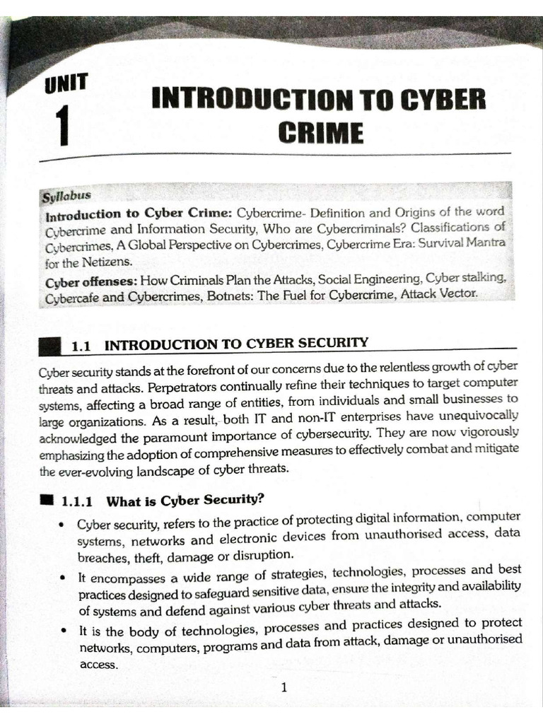 CyberSecurity Unit 1 Notes - Compressed | PDF