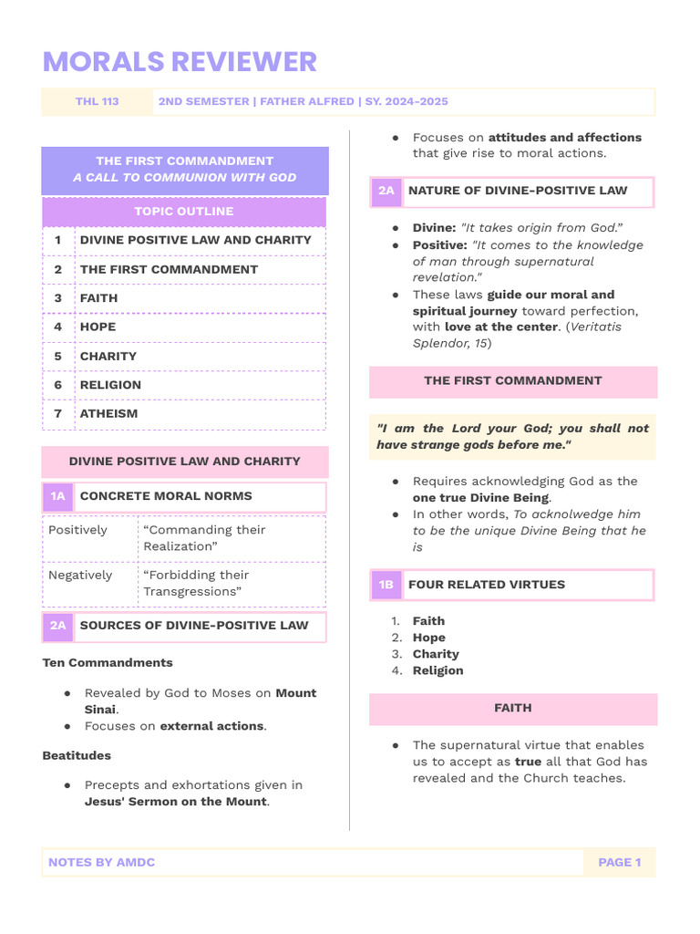 Module 10-11 - Morals Reviewer | PDF | Ten Commandments | Faith