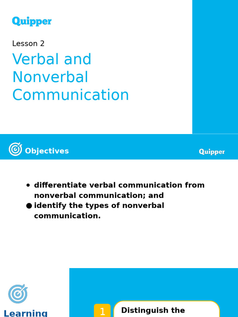 Oral Communication - Unit 1 - Lesson 2 - Verbal and Nonverbal ...