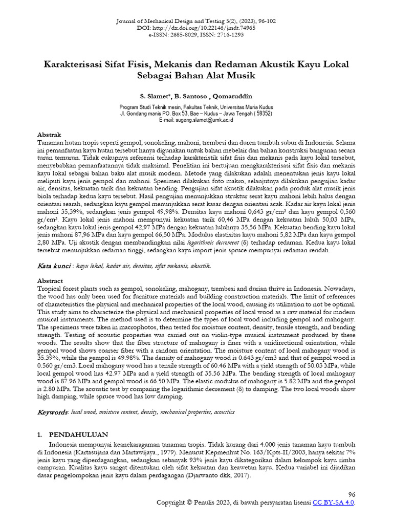 Karakterisasi Sifat Fisis Mekanis Dan Redaman Akus | PDF