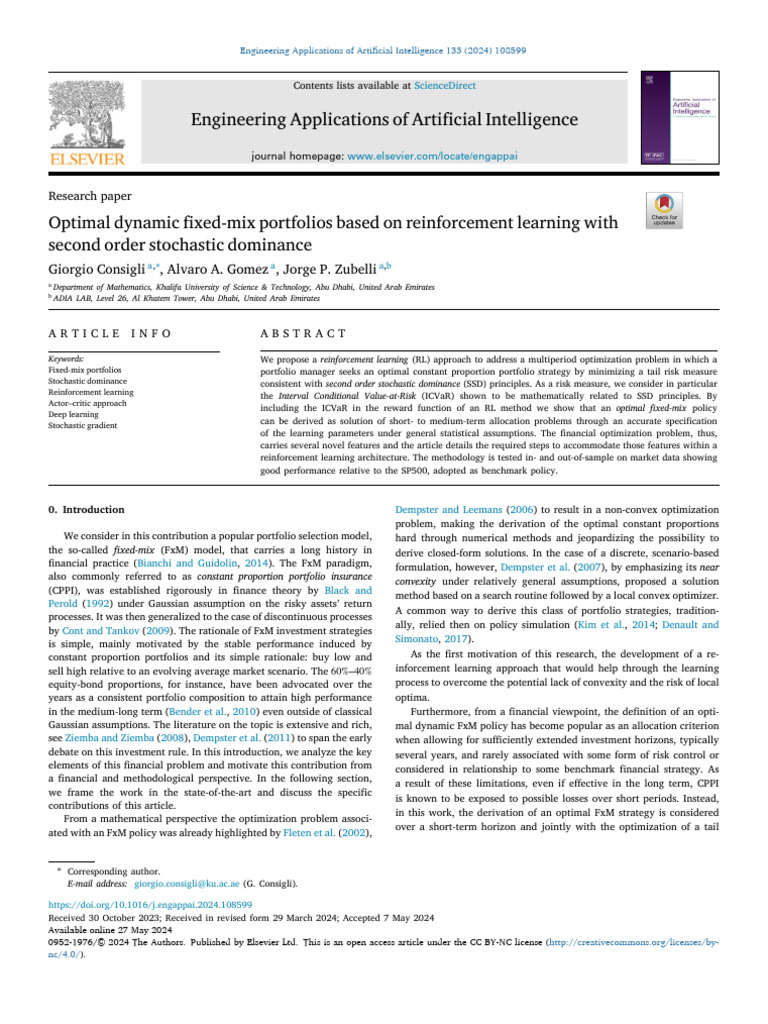 Optimal Dynamic Fixedmix Portfolios Based On Reinforcement Learning With Second Order Stochastic ...