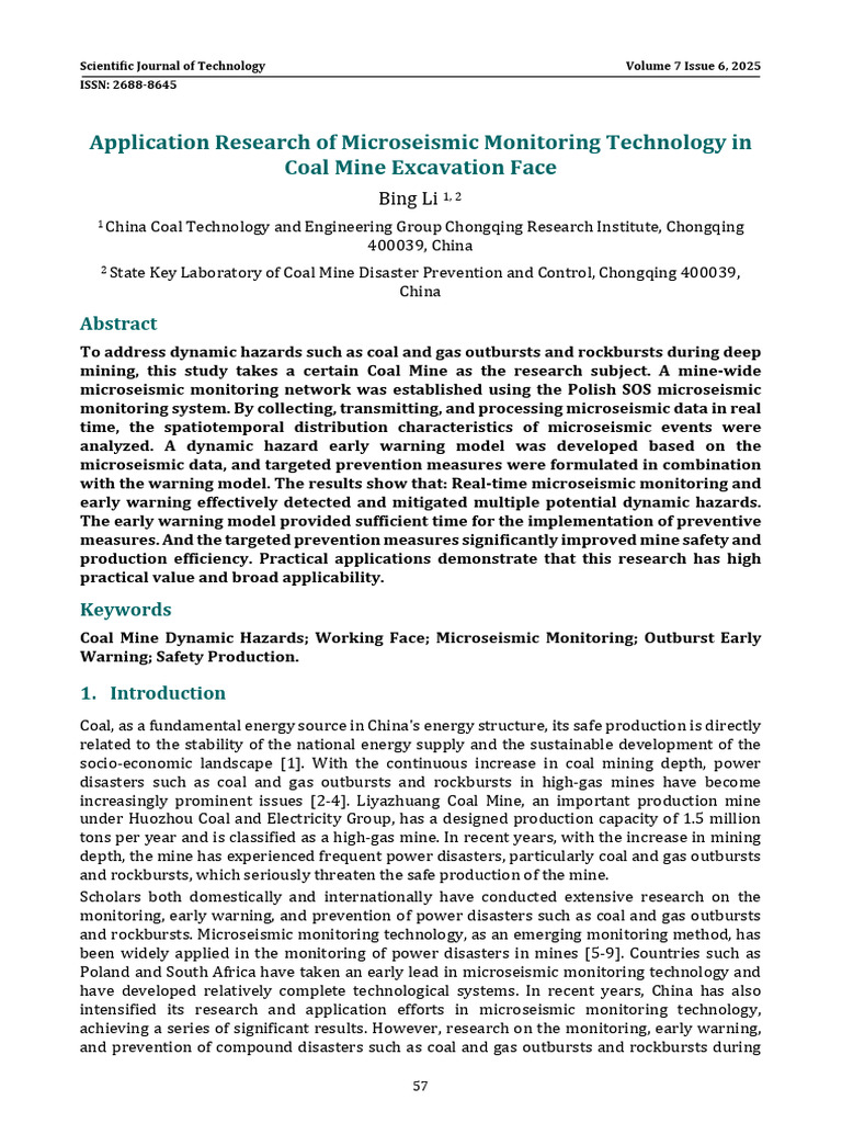 Application Research of Microseismic Monitoring Te | PDF | Mining | Coal Mining