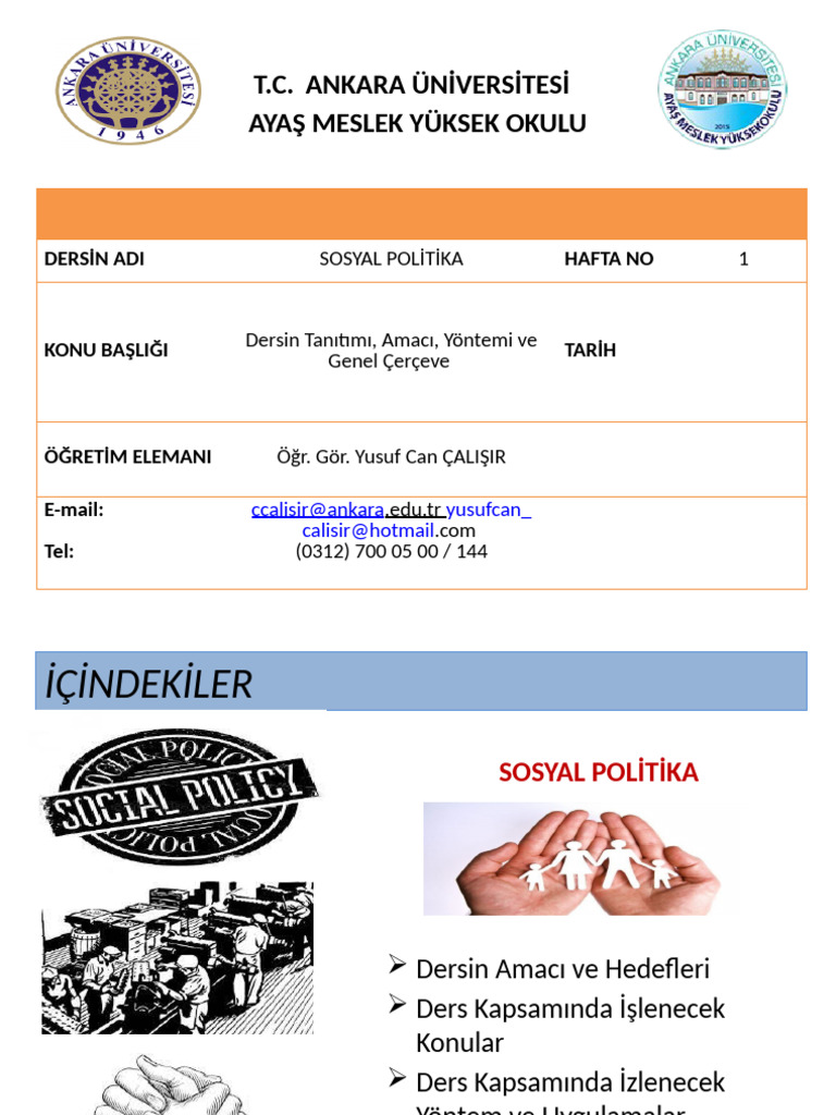 1 Hafta Dersin Tanıtımı, Amacı, Yöntemi Ve Genel Çerçeve | PDF