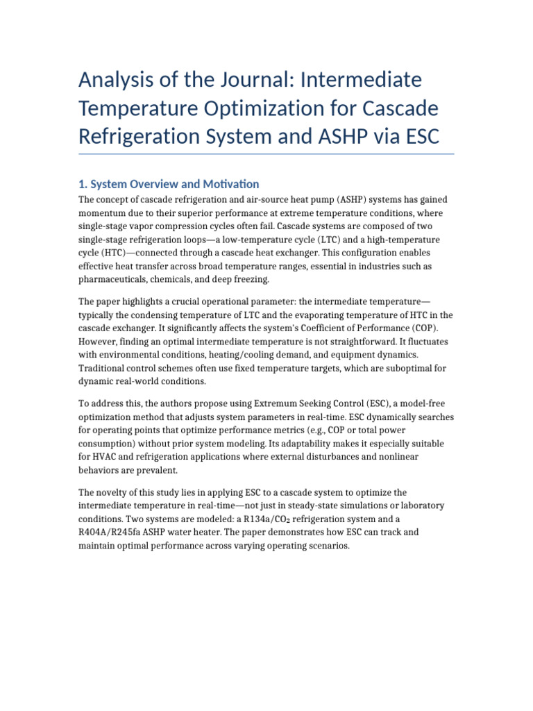 Optimizing Cascade Refrigeration with ESC | PDF