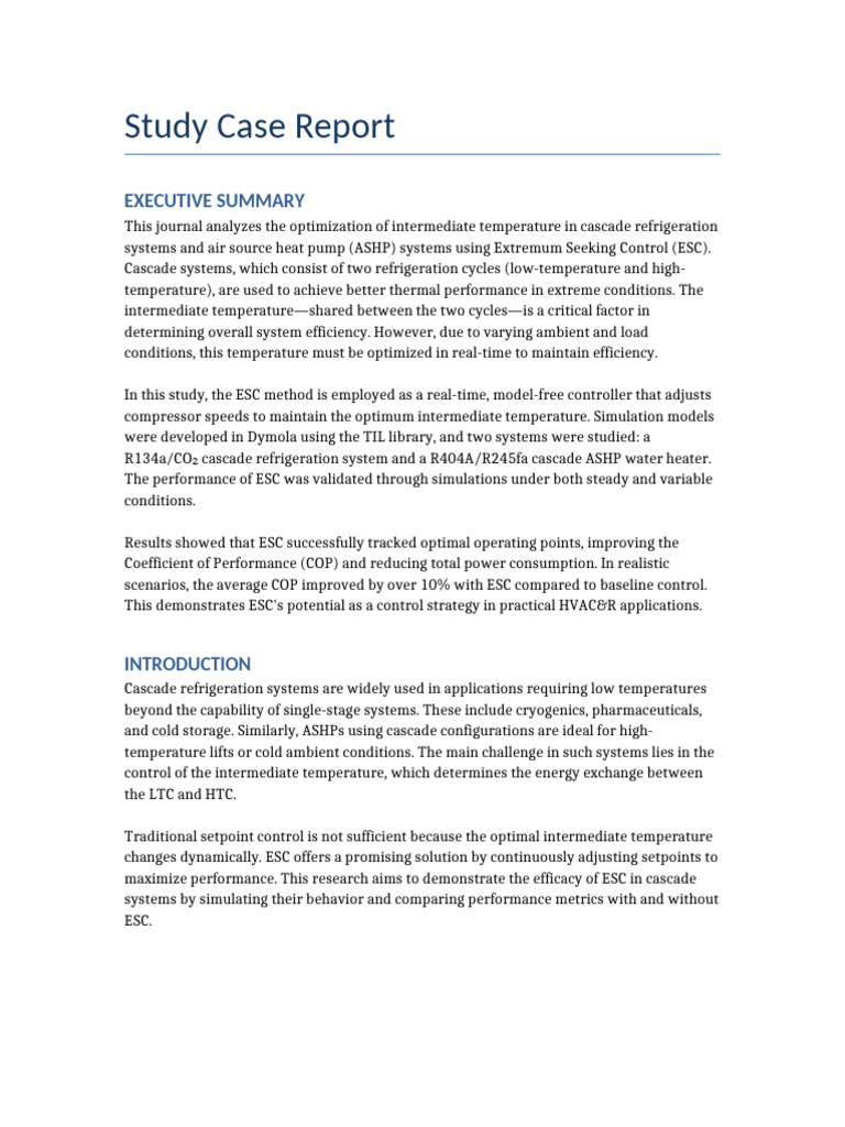 ESC Cascade Thermodynamic Study Case | PDF | Refrigeration | Temperature