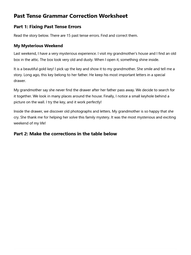 Past Tense Grammar Correction - QP | PDF