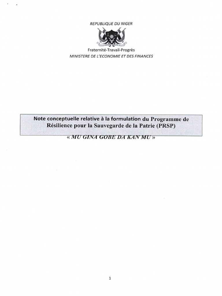 Note Conceptuelle Relative Au PRSP | PDF