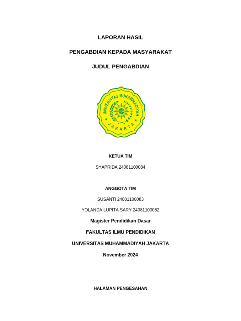 TEMPLATE LAPORAN Pengabdian Masyarakat | PDF