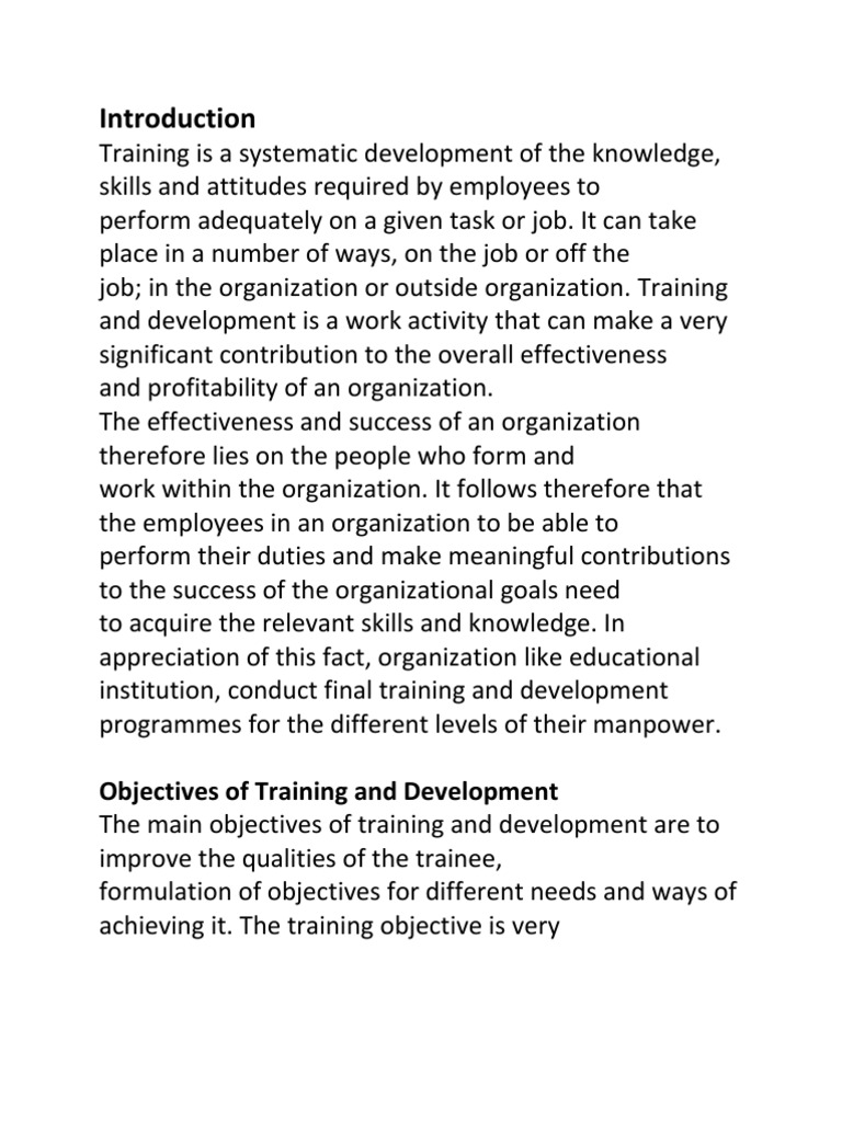 Objectives of Training and Development | PDF | Personal Development ...