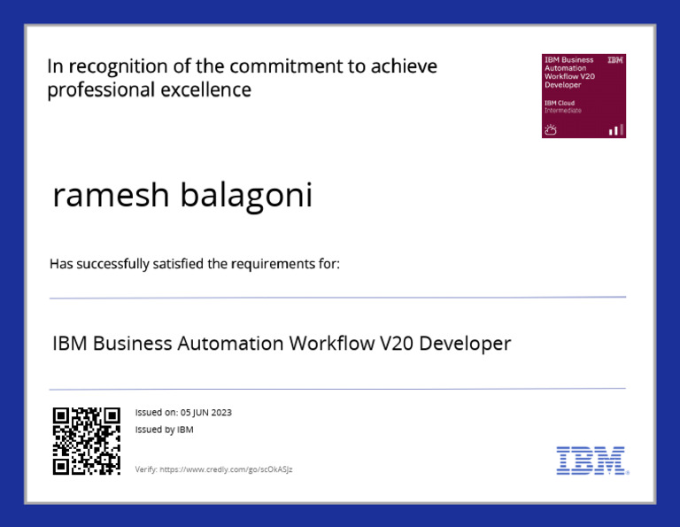 B.ramesh (IBM Business Automation Workflow V20 Developer Badge ...